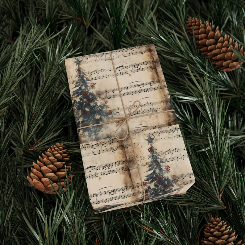 Vintage Music Notes Gift Wrap: Elegant Holiday Wrapping Paper - Etsy
