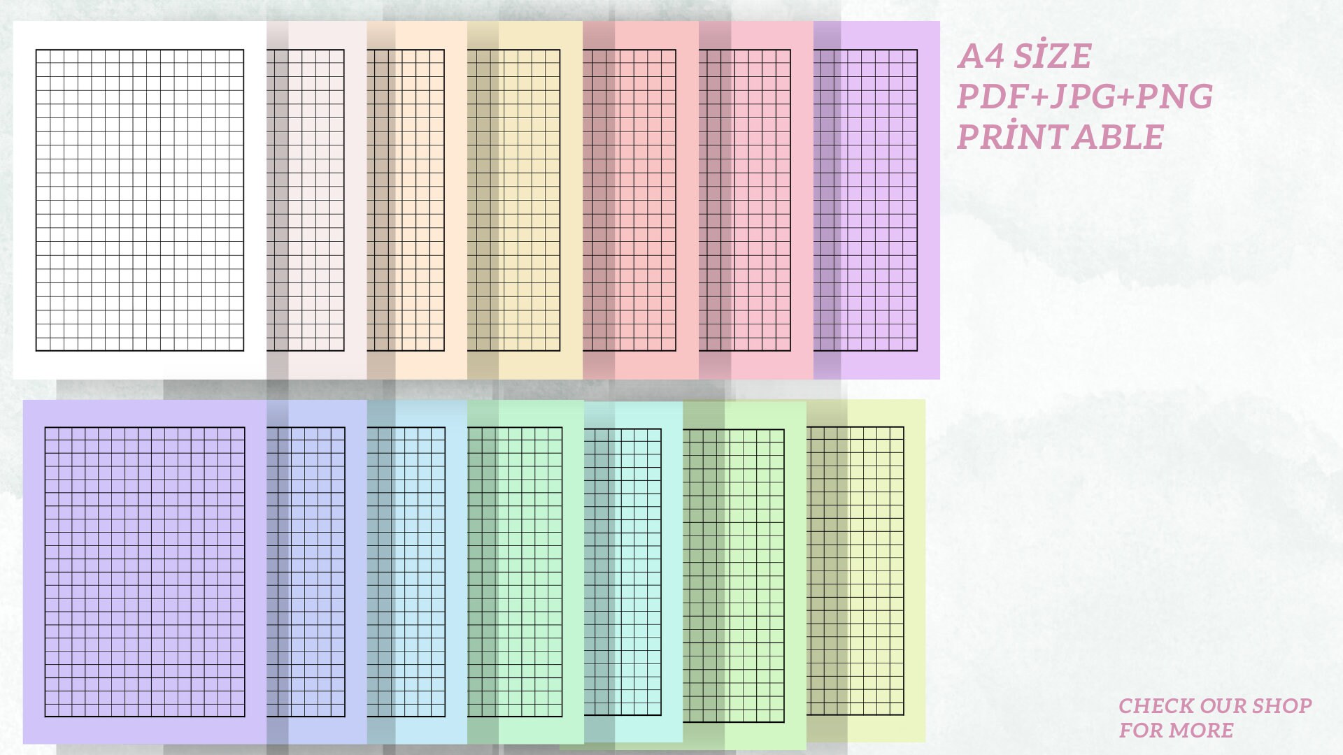 Square Grid Paper Printable Paper Colored Printable Paper A4 - Etsy
