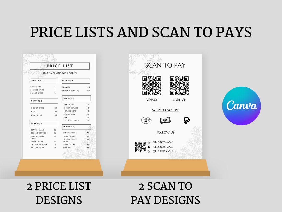 Price List Template Price List Editable Canva Template Scan - Etsy