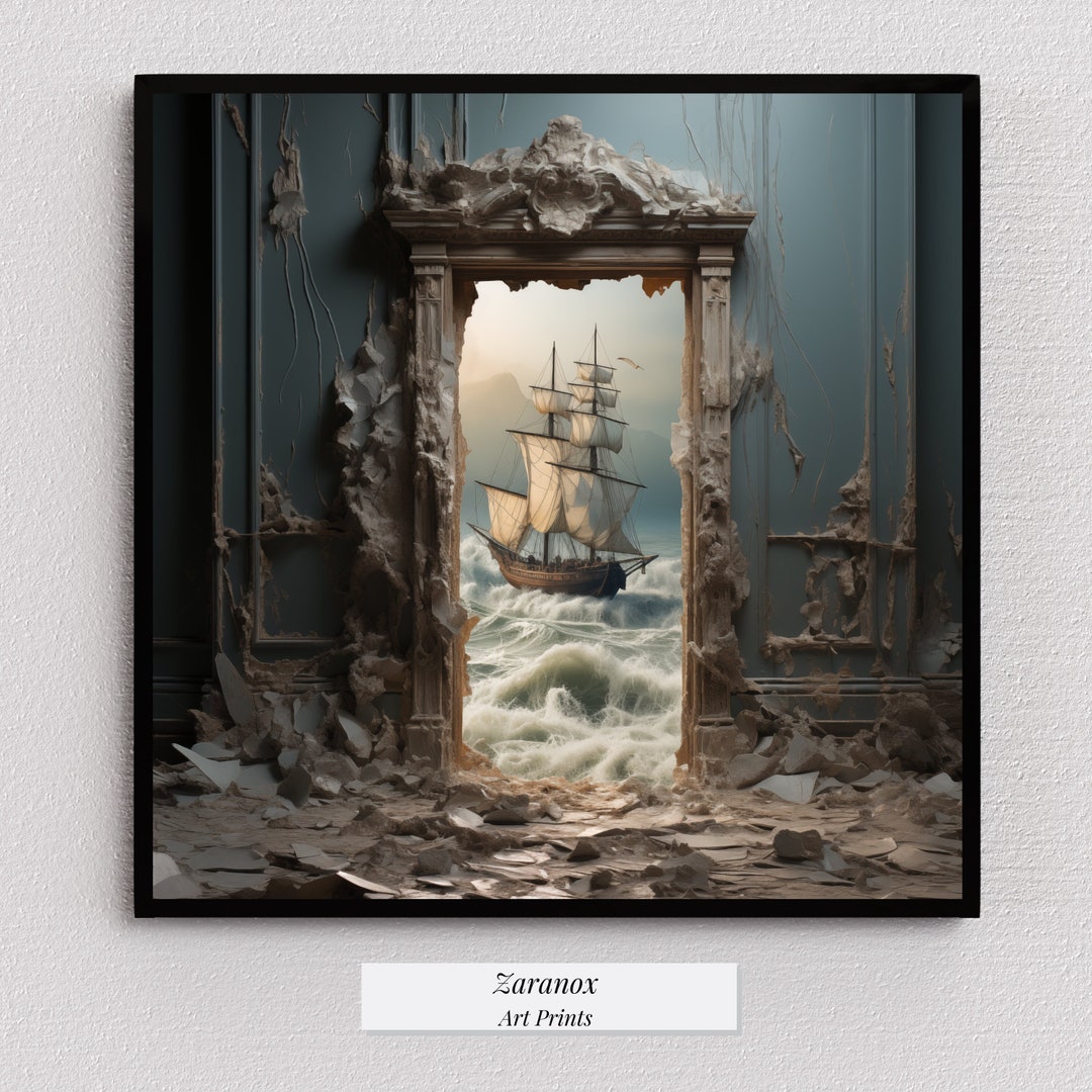 3D Nautical Wall Art Sailing Ship Portal Sea Adventure 3D - Etsy
