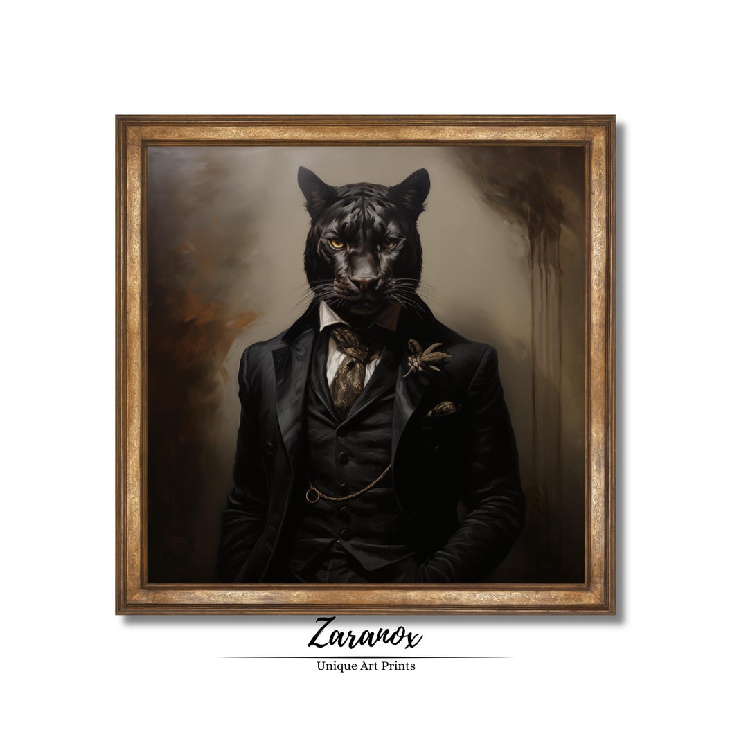 Victorian Panther Art Print - Elegant Black Panther in Suit, Classy ...