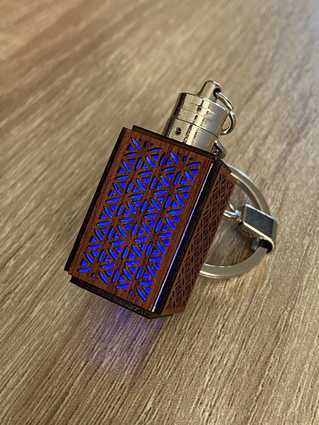 Laser Cut LED Key Chain Sacred Geometry Cuboid Flower of Life Pattern ...