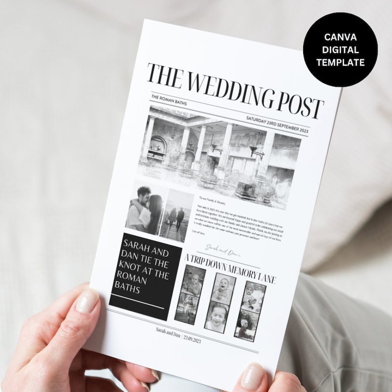 Wedding Newspaper, Order of the Day, Wedding Keepsake, Wedding ...