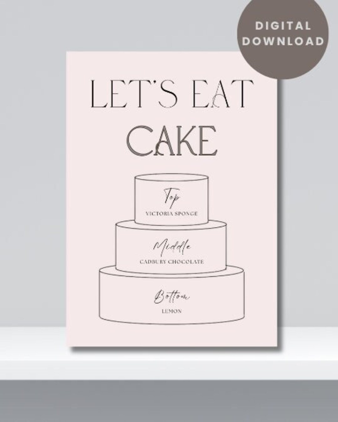 Cake Flavour Sign, Wedding Venue Signage, Wedding Sign, Editable ...