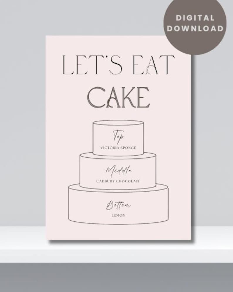 Cake Flavour Sign, Wedding Venue Signage, Wedding Sign, Editable ...