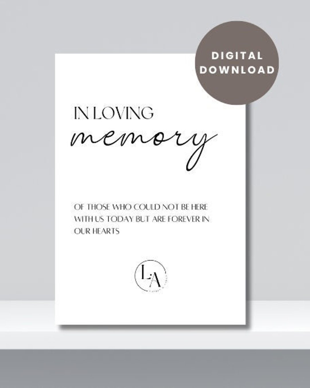 In Loving Memory, Wedding Signage Print Template, A5 Wedding Sign ...