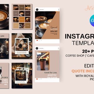 Coffee Shop Instagram Post Template, Bonus Icons Trendy Design for ...