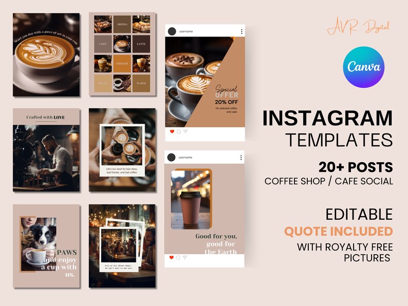 Coffee Shop Instagram Post Template, Bonus Icons Trendy Design for ...