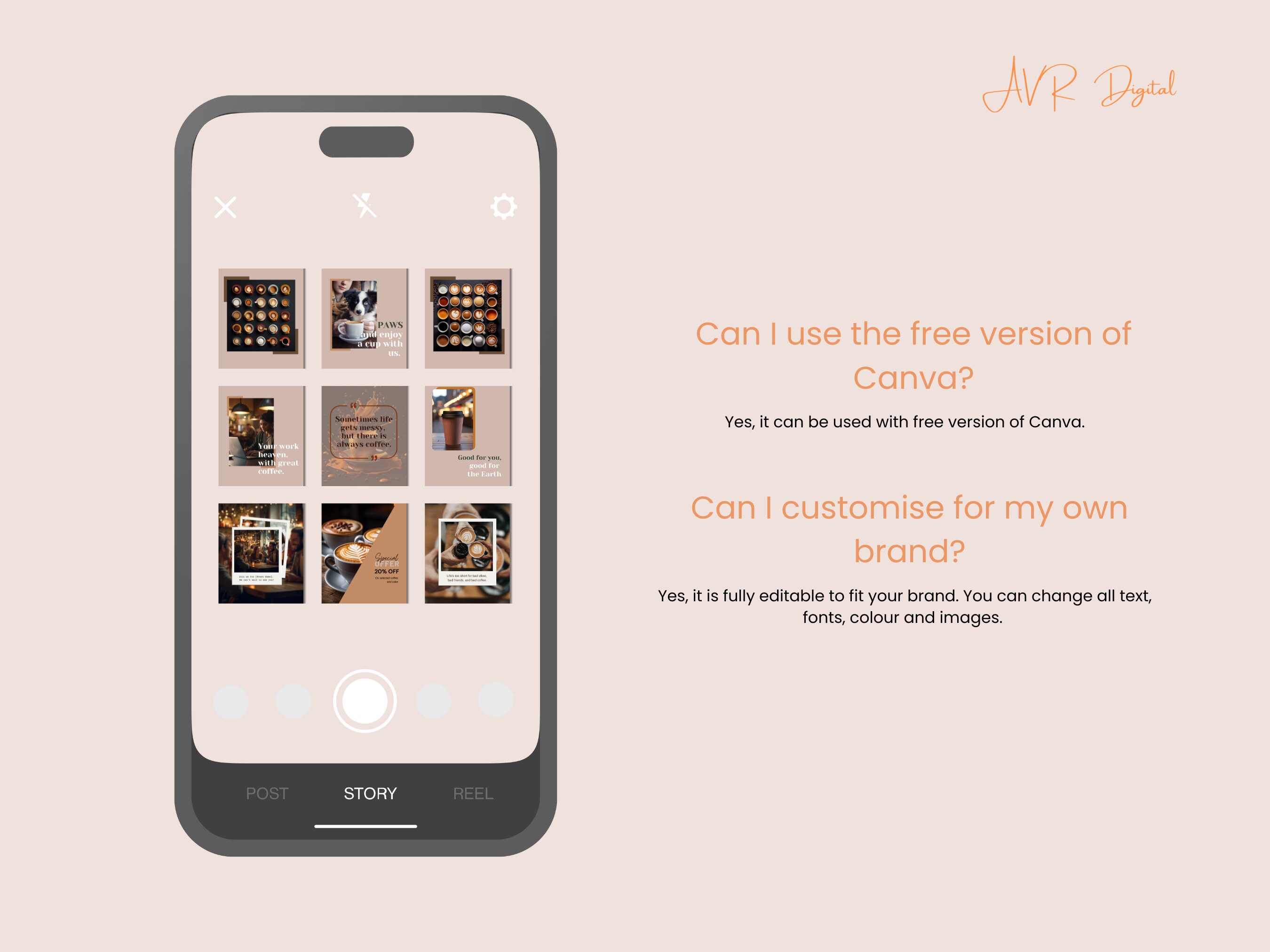 Coffee Shop Instagram Post Template, Bonus Icons Trendy Design for ...