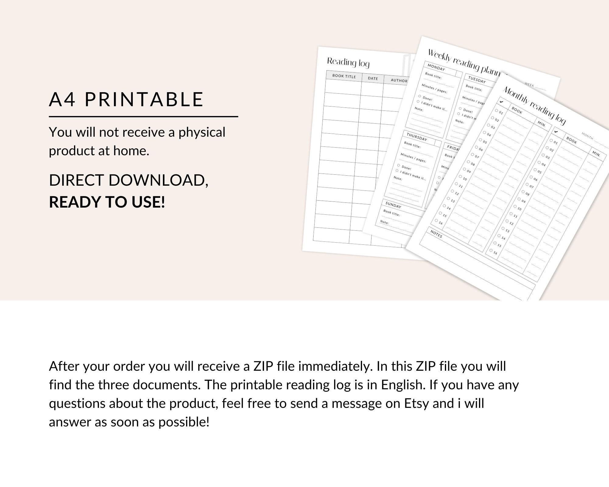 A4 Reading Logbook and Reading Planner printable to Keep Track on All ...