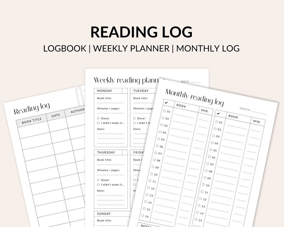 A4 Reading Logbook and Reading Planner (printable) to Keep Track on All ...