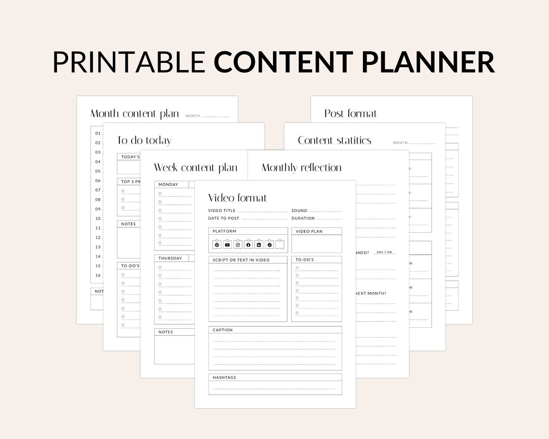 Content Planner Printable A4 | Includes a Post Format, Reel Format, to ...