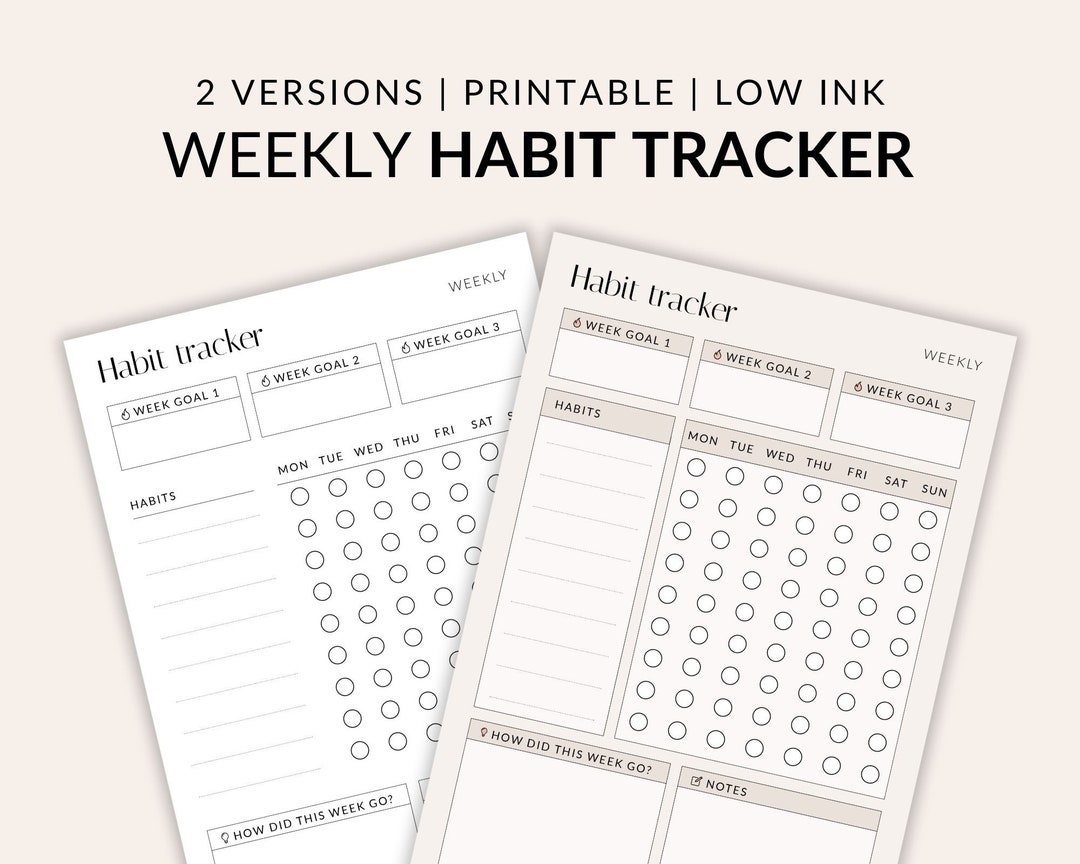 Weekly Habit Tracker Printable A4, Minimalistic and Low Ink - Etsy