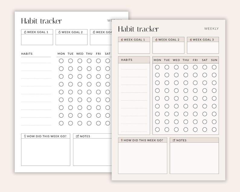 Weekly Habit Tracker Printable A4, Minimalistic and Low Ink - Etsy