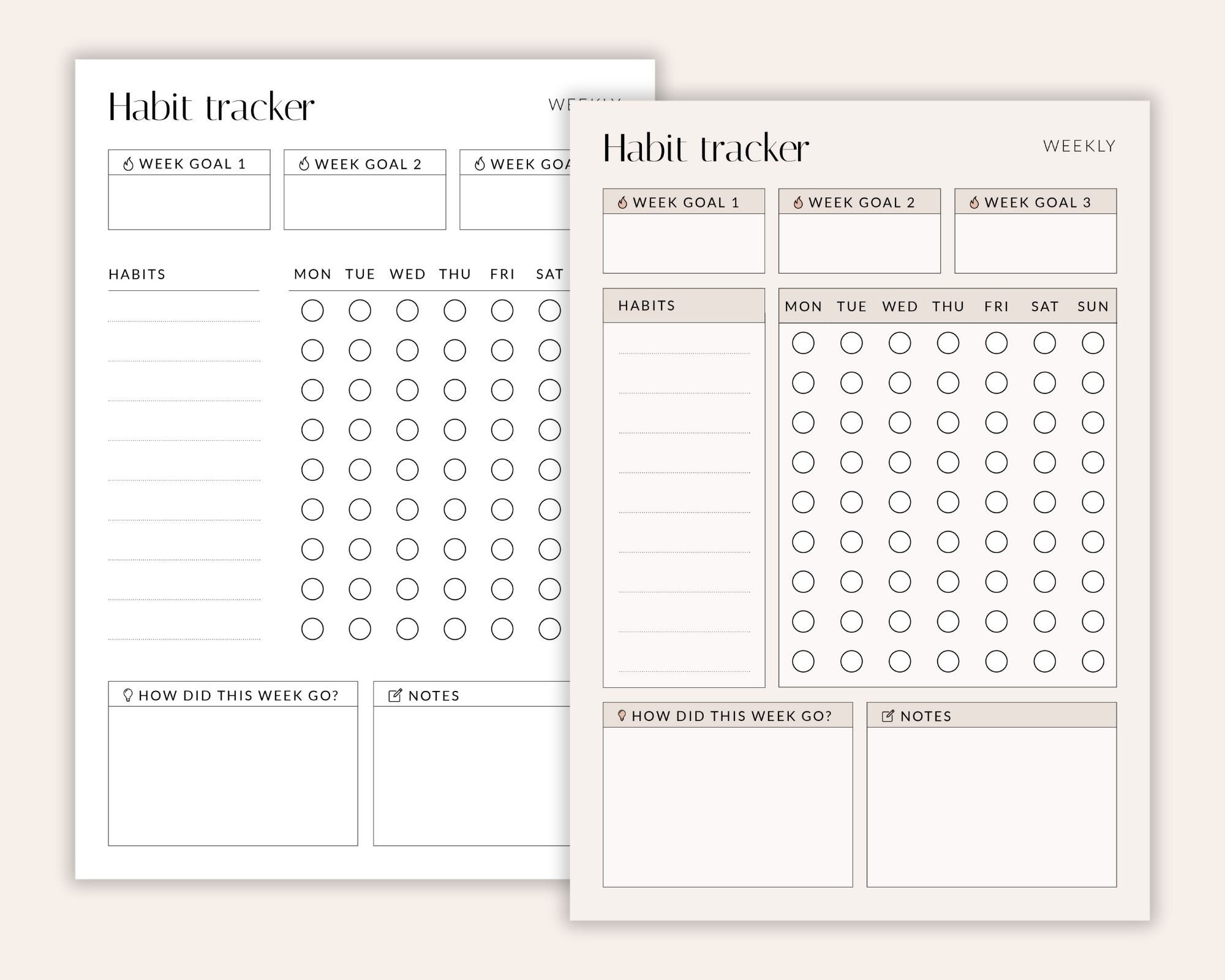 Weekly Habit Tracker Printable A4, Minimalistic and Low Ink - Etsy