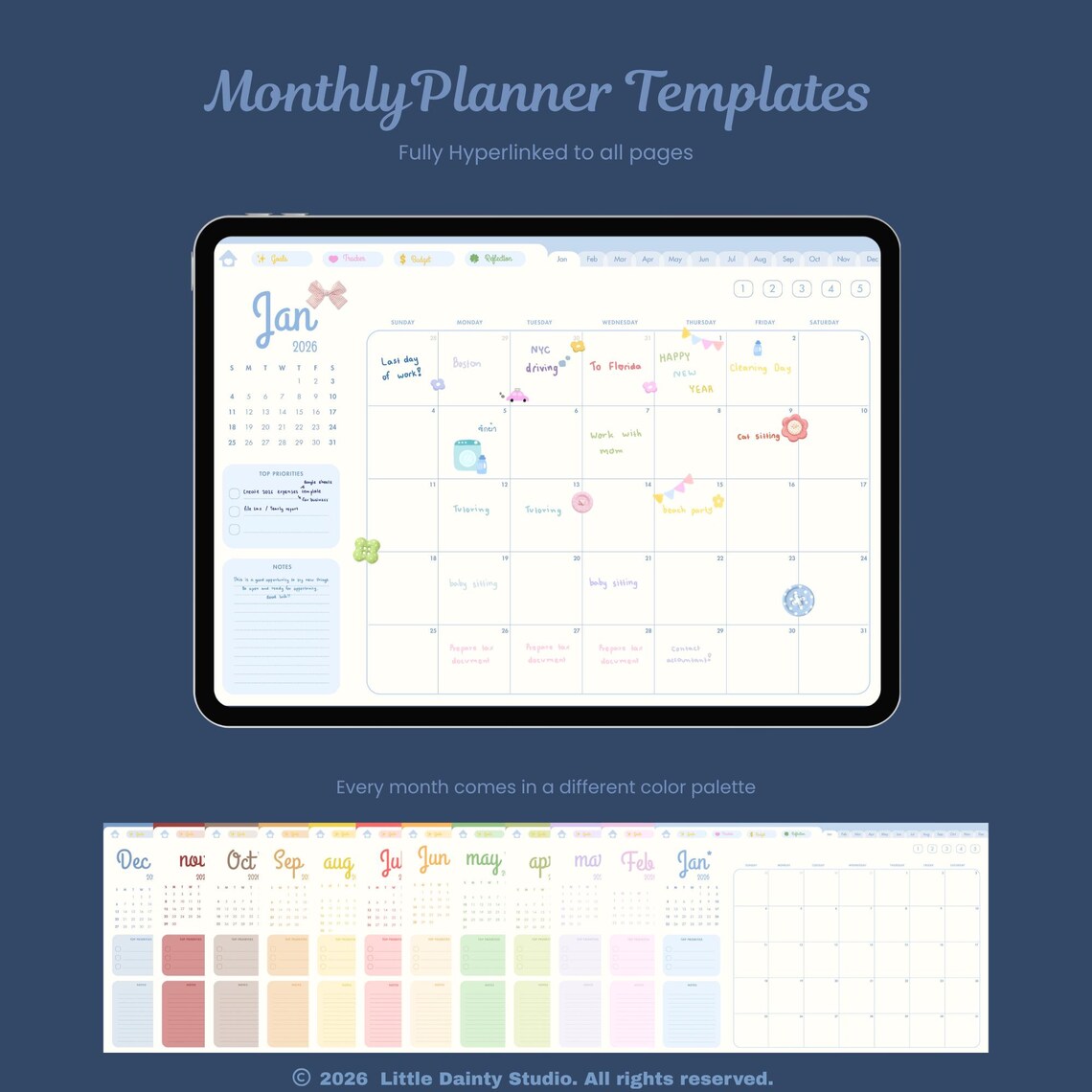 2025 Digital Planner, Monthly Weekly Tracker, Stickers (goodnotes ...