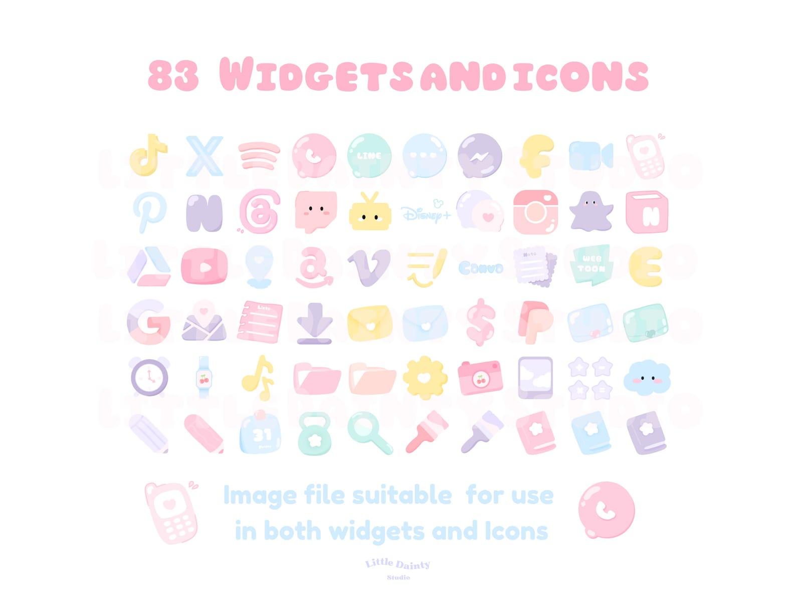 Cute Icons Pack Pastel Icons Cute Phone Theme Ios Android - Etsy