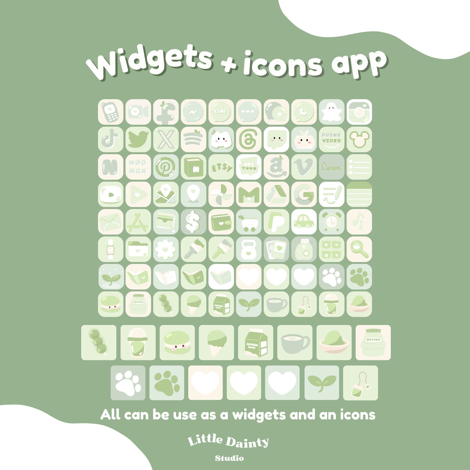 Green Aesthetic Icons Pack | Cute Hand Drawn Icons | App Icon Pack ...