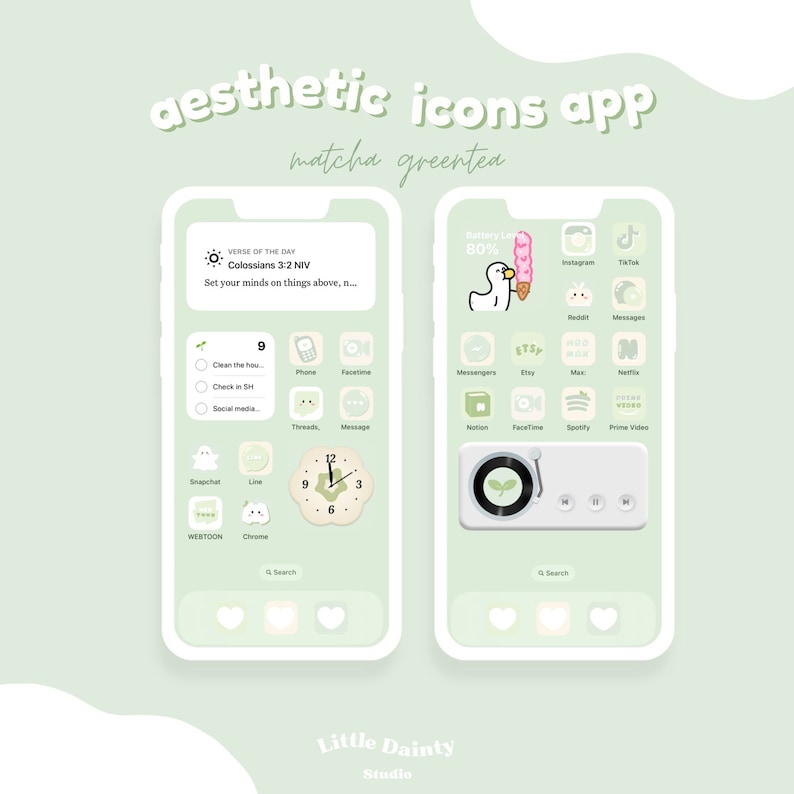 Green Aesthetic Icons Pack | Cute Hand Drawn Icons | App Icon Pack ...