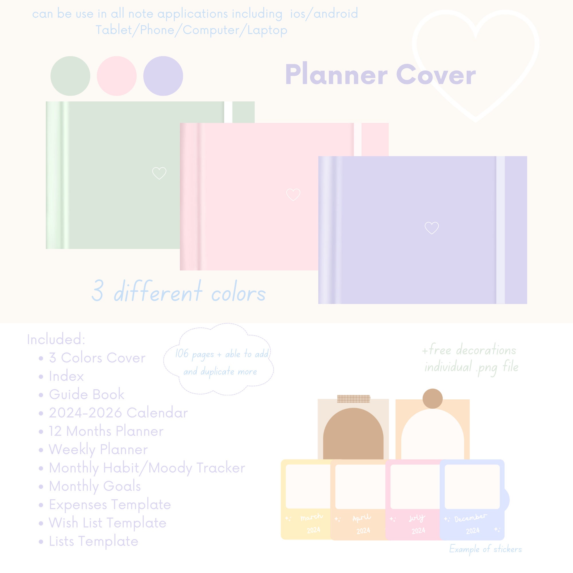 Digital Planner, Hyperlinks, 2024 Planner, All Hear Planner, Free Style ...