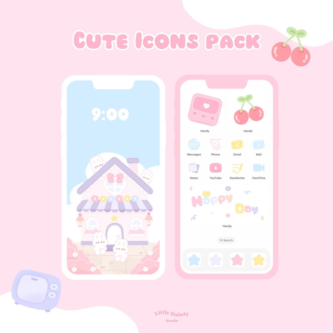 Cute Icons Pack Pastel Icons Cute Phone Theme Aesthetic Phone Theme Ios ...