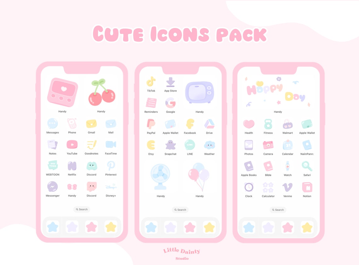 Cute Icons Pack Pastel Icons Cute Phone Theme Ios Android - Etsy