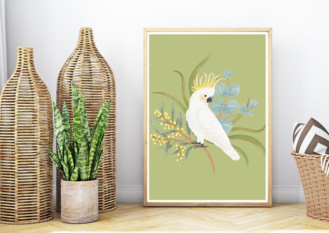 Australian Native Wildlife Bird Cockatoo and Native Flower Print in ...