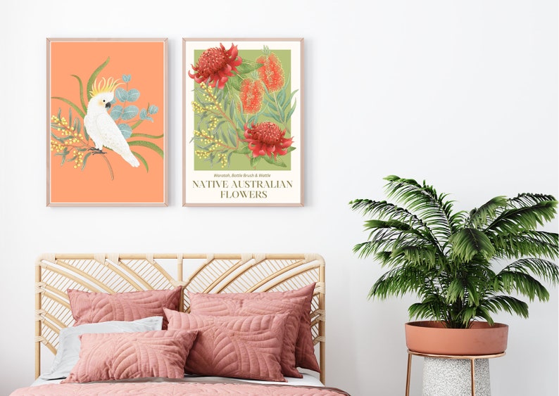 Australian Native Flower/flora Print Bottle Brush, Wattle & Waratah ...