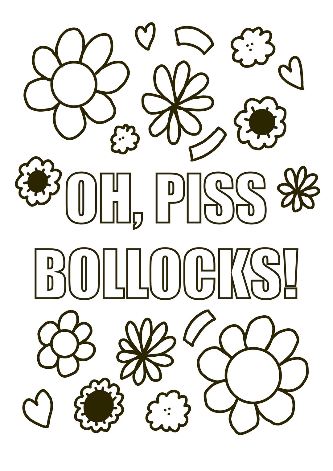 Oh, Piss Bollocks PDF Printable Colouring Page - Etsy