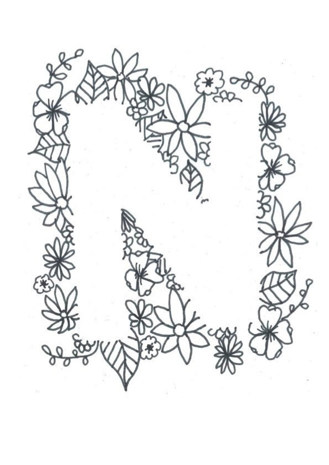 Letter N Colouring Page PDF Download - Etsy
