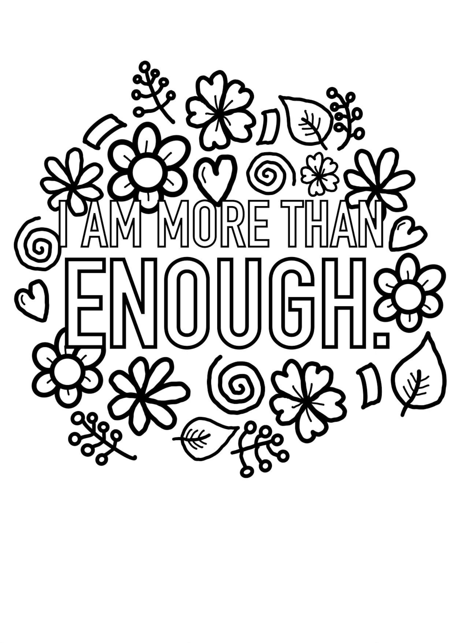 I Am More Than Enough Colouring Page PDF - Etsy Canada