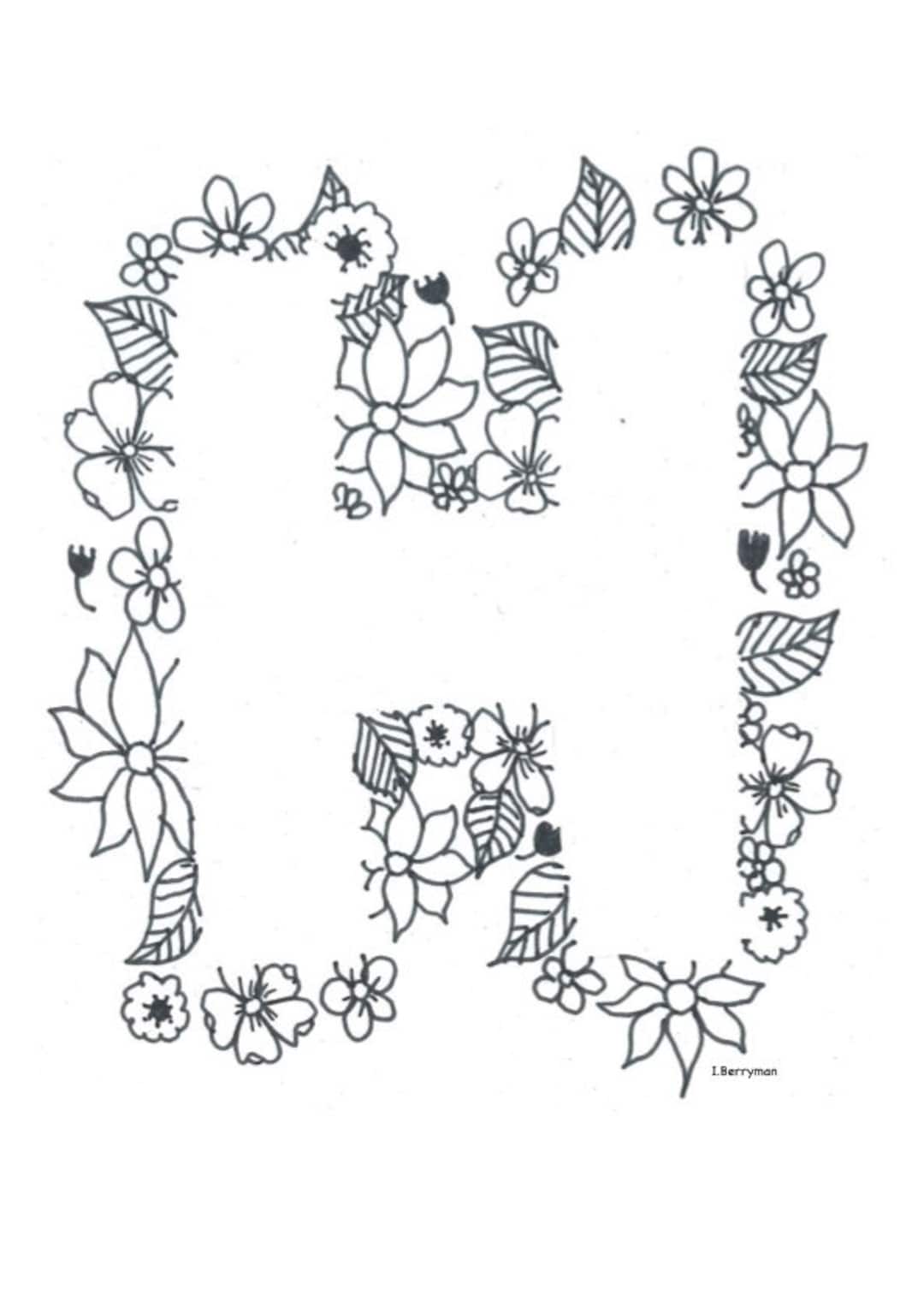 Letter H Colouring Page PDF Download - Etsy