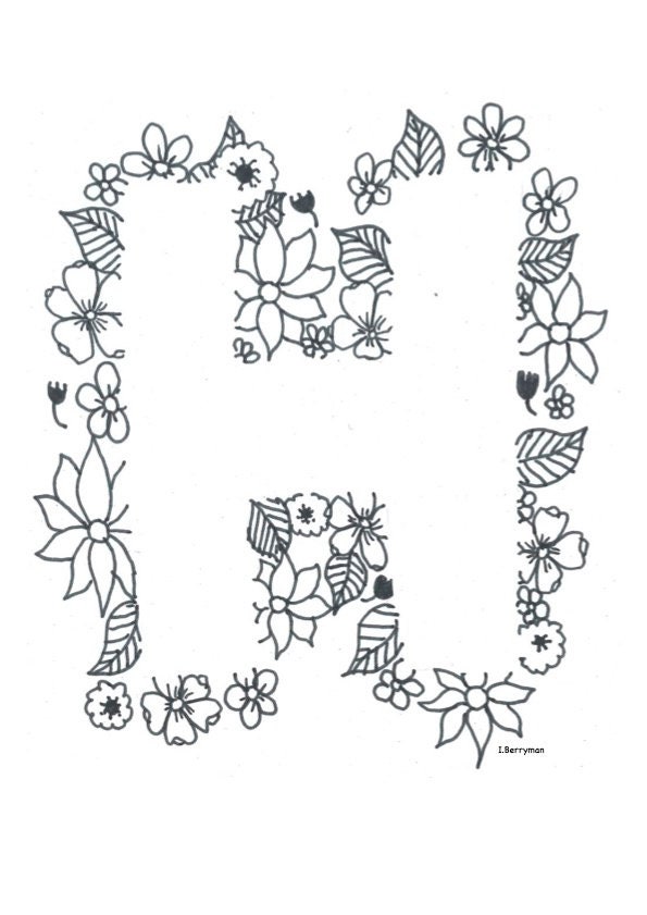 Letter H Colouring Page PDF Download - Etsy