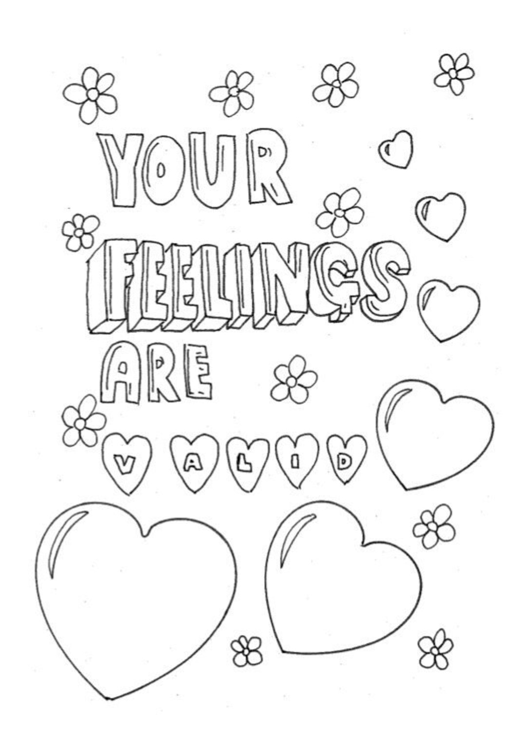 Your Feelings Are Valid Open Colouring Page PDF Download - Etsy