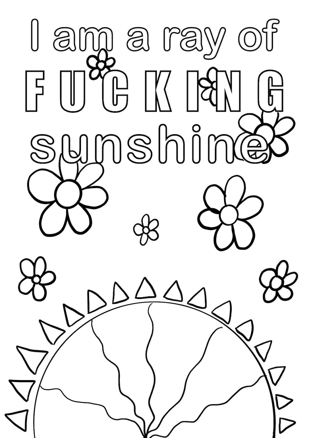 Ray of Sunshine Rude Colouring Page PDF - Etsy