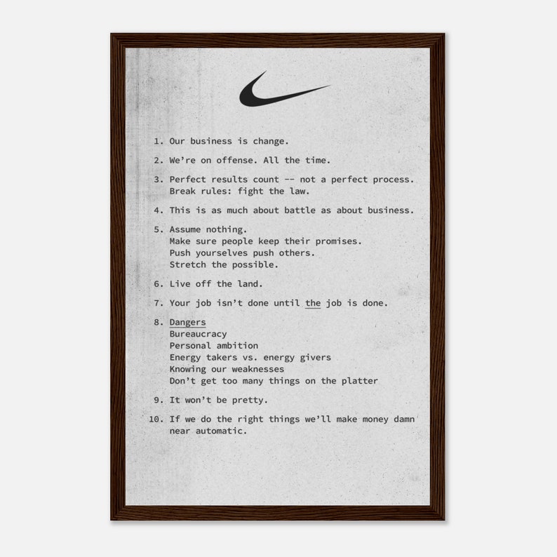 Nike Principles Poster From the Movie Air Motivational Wall Art ...