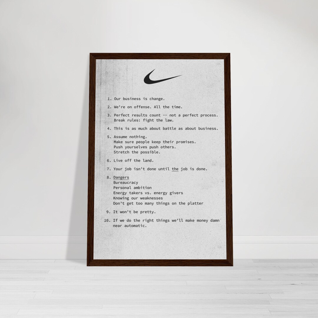 Nike Principles Poster From the Movie Air Motivational Wall Art ...