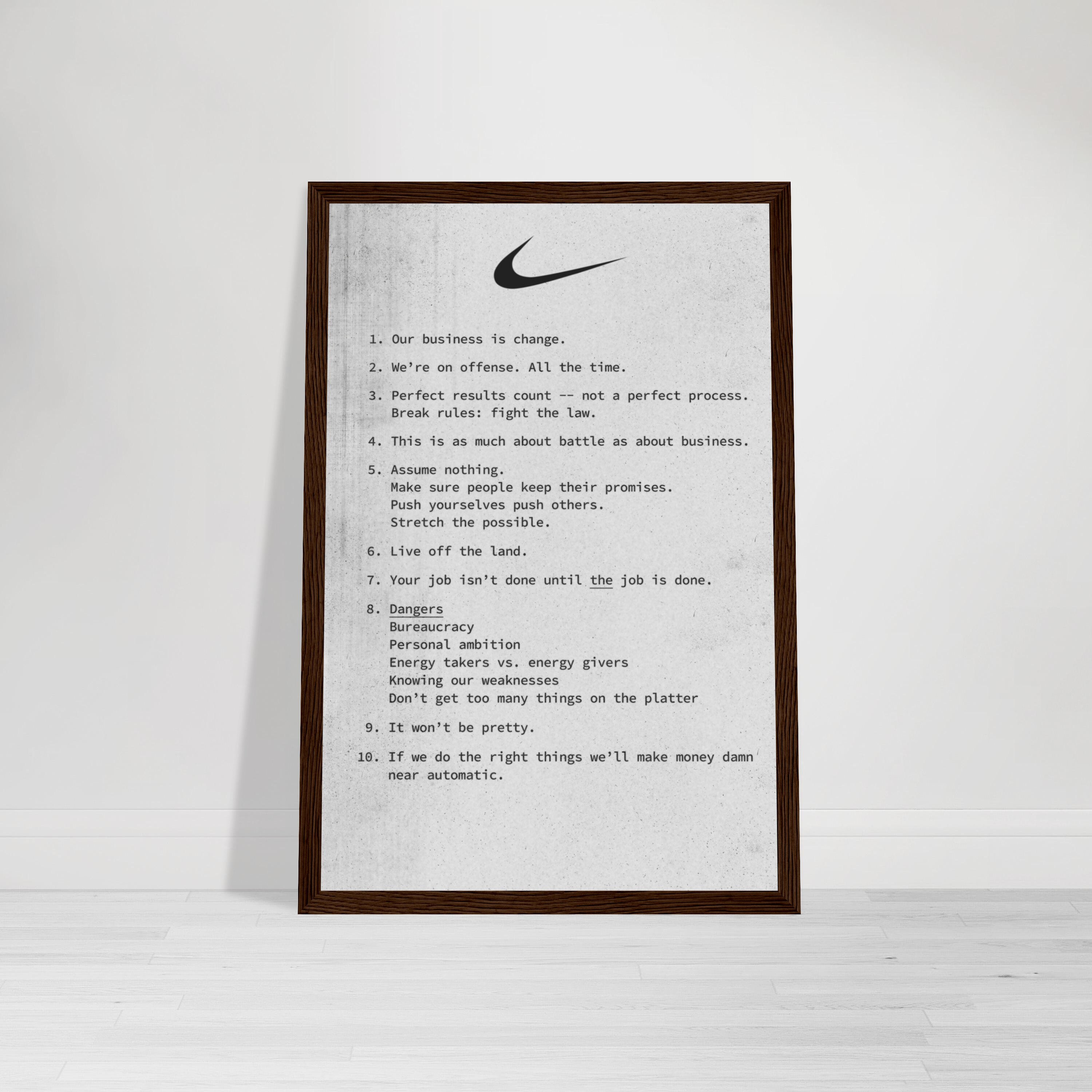 Nike Principles Poster From the Movie Air Motivational Wall Art ...