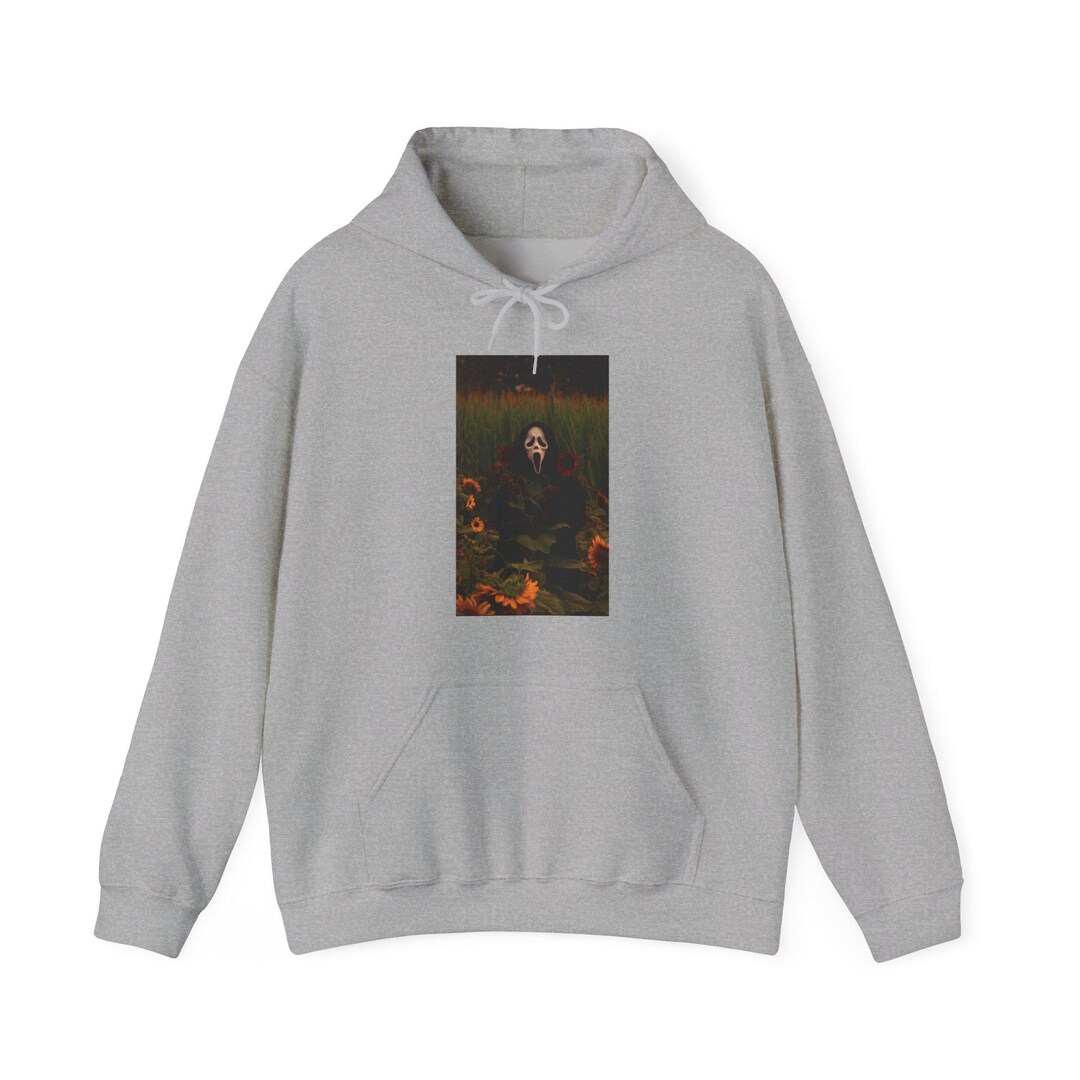 Scream in Peace Scream Character Holding Flowers in Field Funny Hoodie ...