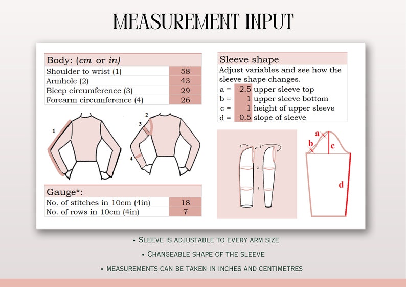 Crochet Knit Sleeve Pattern Excel Spreadsheet - Etsy