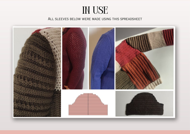 Crochet Knit Sleeve Pattern Excel Spreadsheet - Etsy