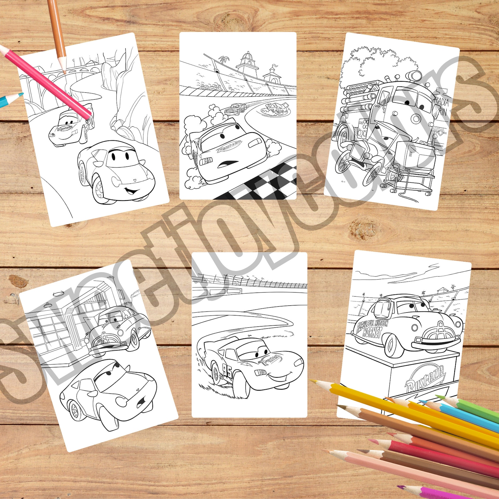 70 Cars Coloring Page ,A4 Sıze Pdf Download, Kids Coloring Activity ...
