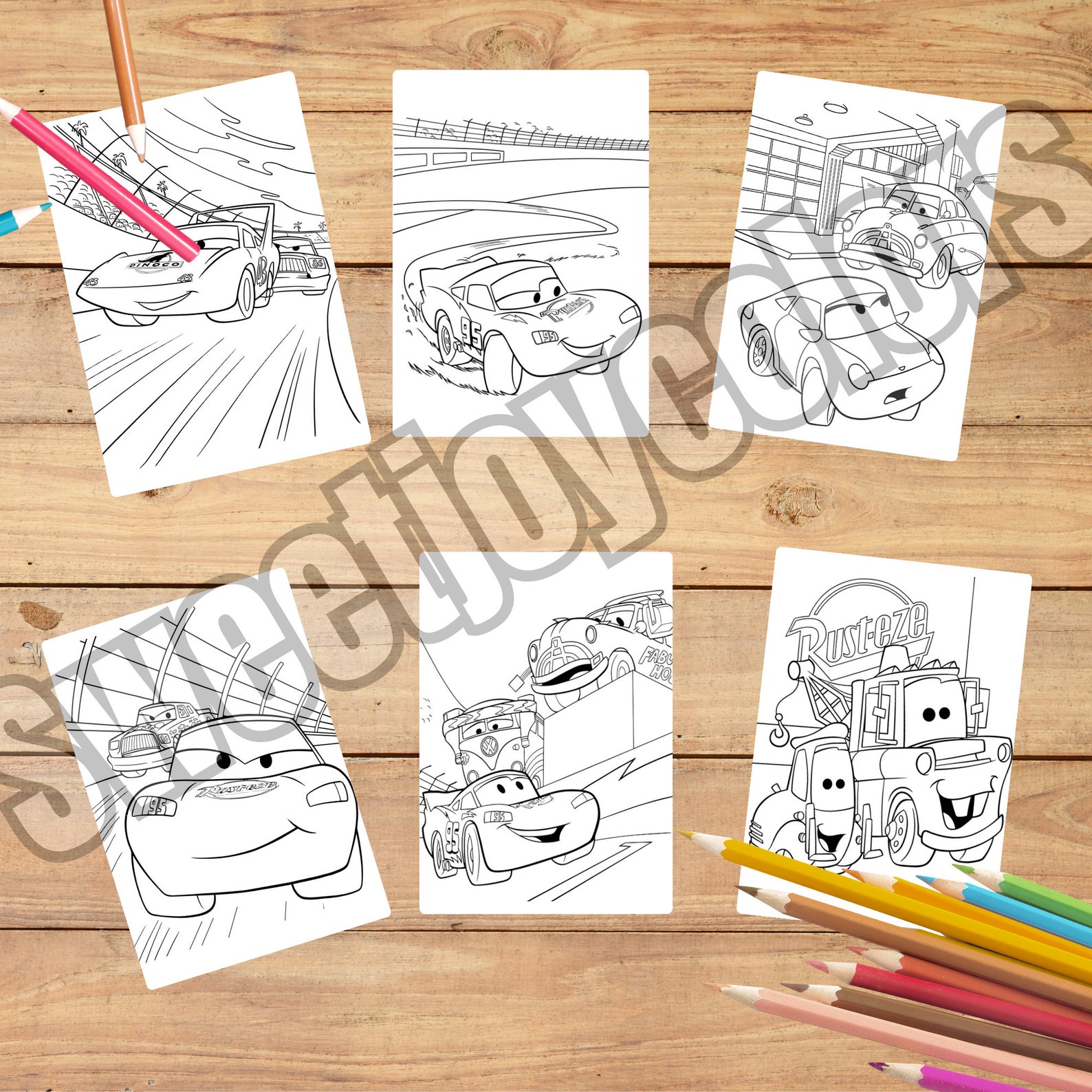 70 Cars Coloring Page ,A4 Sıze Pdf Download, Kids Coloring Activity ...