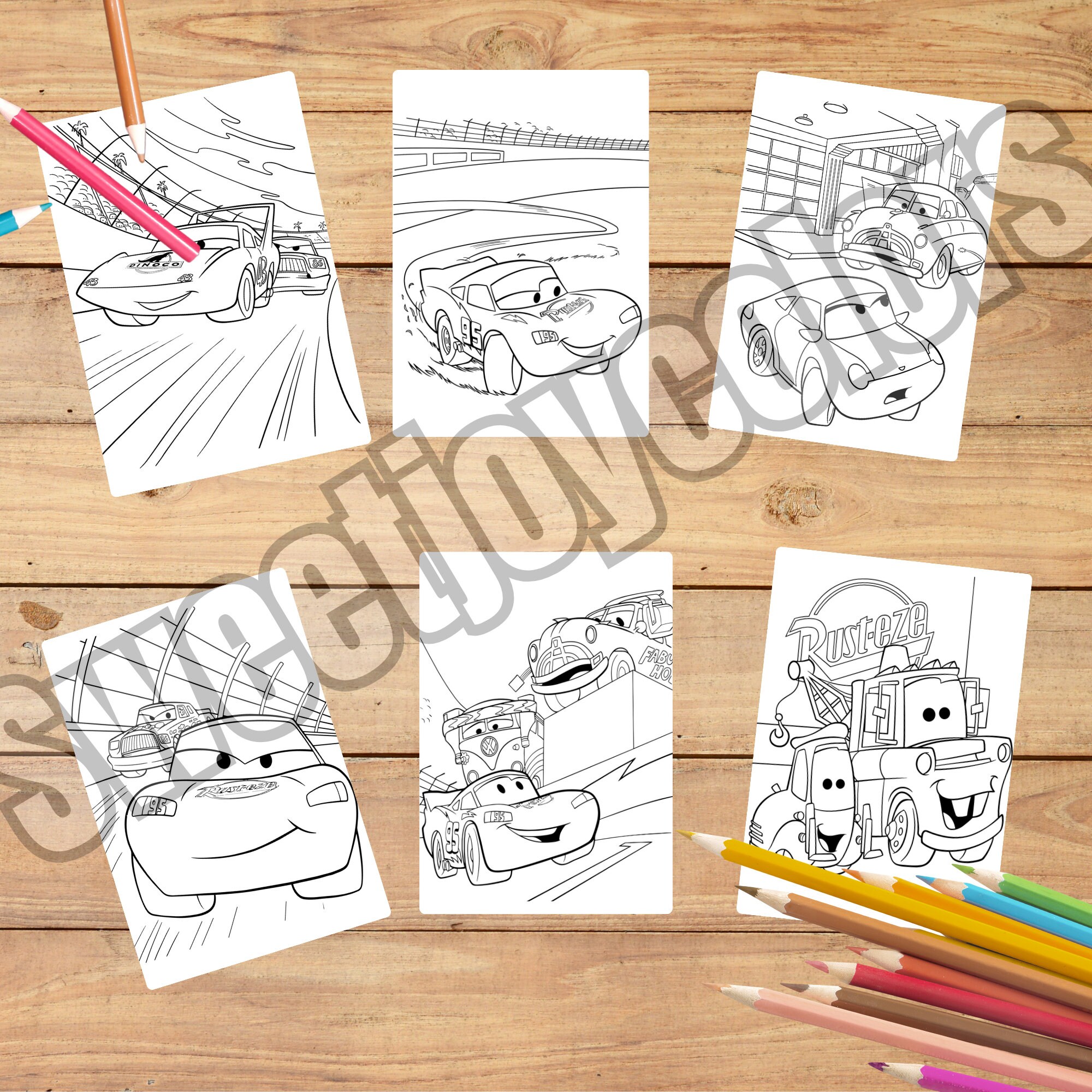 70 Cars Coloring Page ,A4 Sıze Pdf Download, Kids Coloring Activity ...