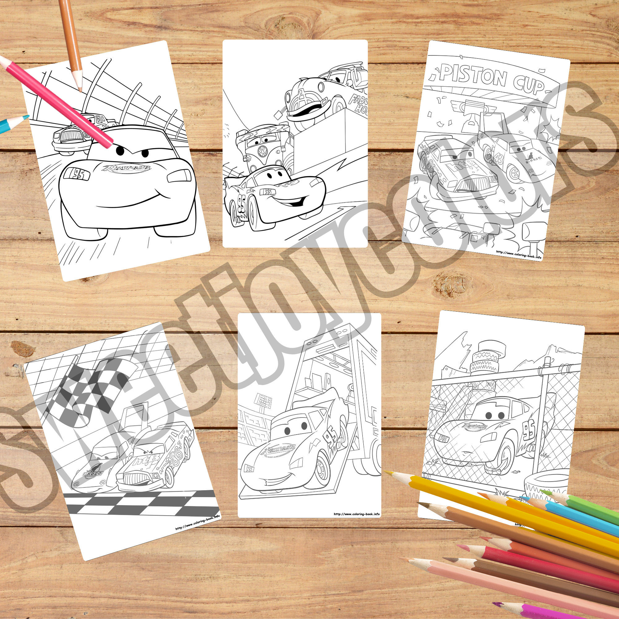 70 Cars Coloring Page ,A4 Sıze Pdf Download, Kids Coloring Activity ...