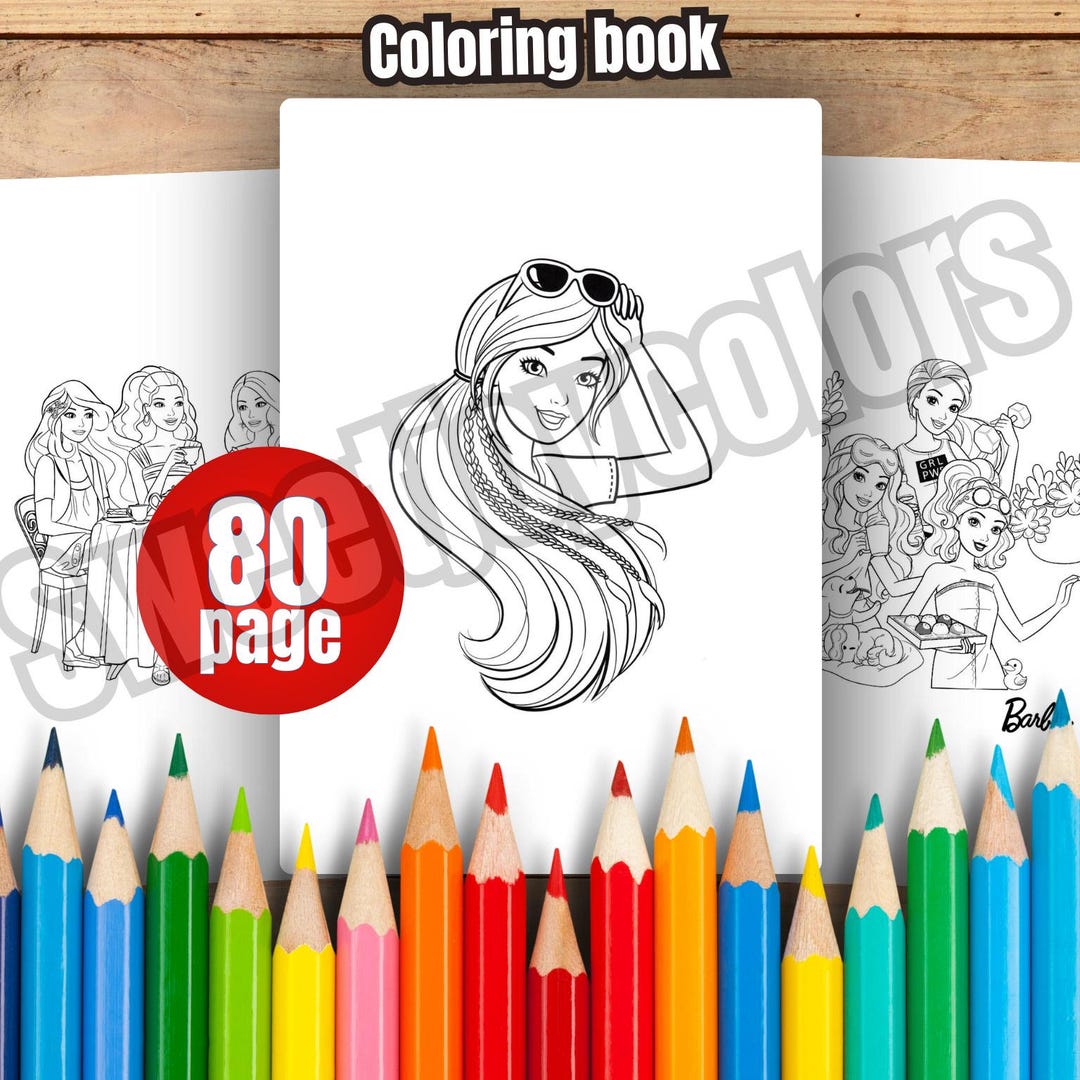 80 Barbie Coloring Page,a4 Sıze Pdf Download, Kids Coloring Activity ...
