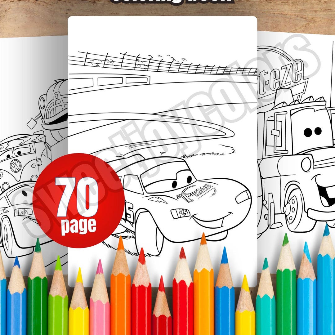 70 Cars Coloring Page ,A4 Sıze Pdf Download, Kids Coloring Activity ...