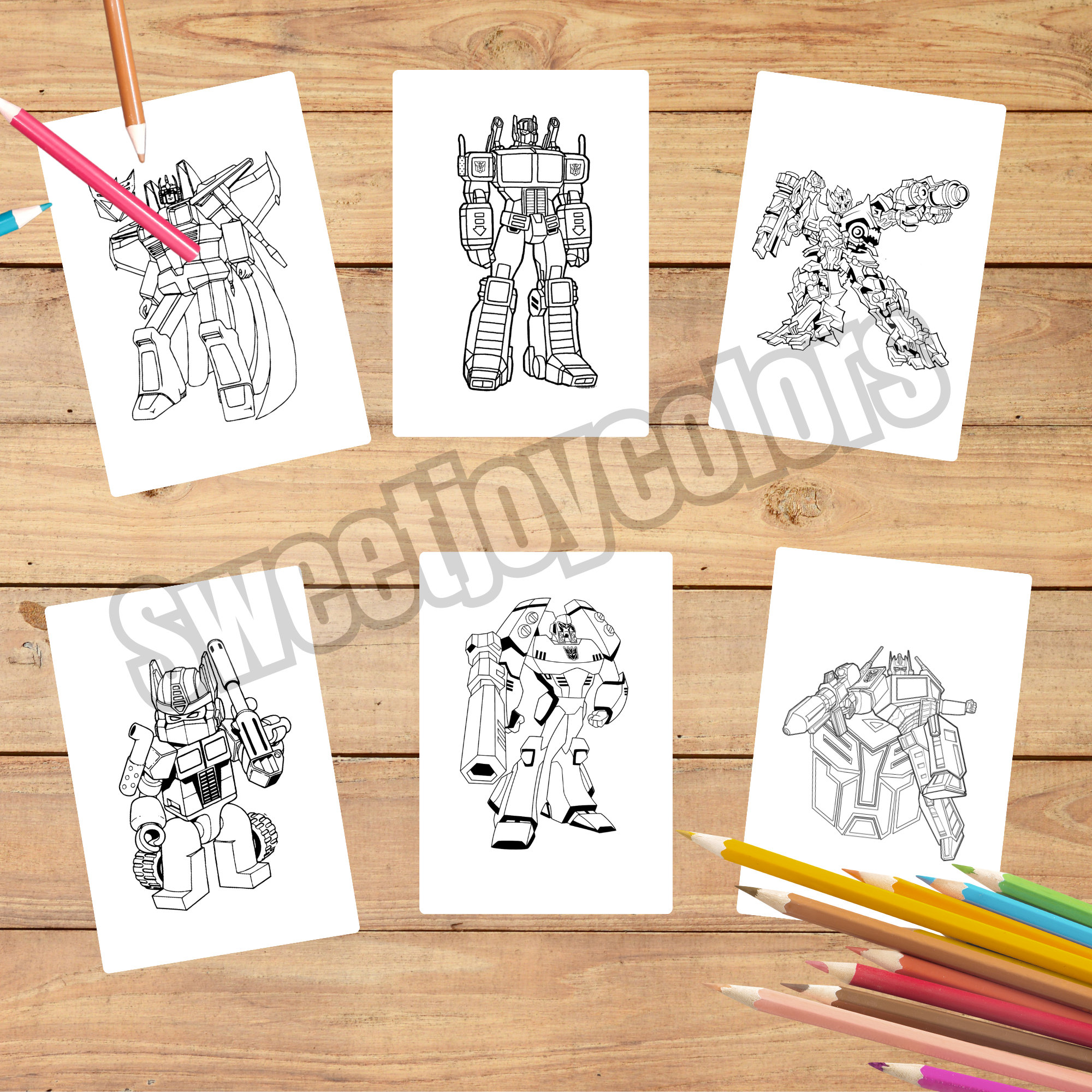 70 Transformers Coloring Page,a4 Sıze Pdf Download, Kids Coloring ...