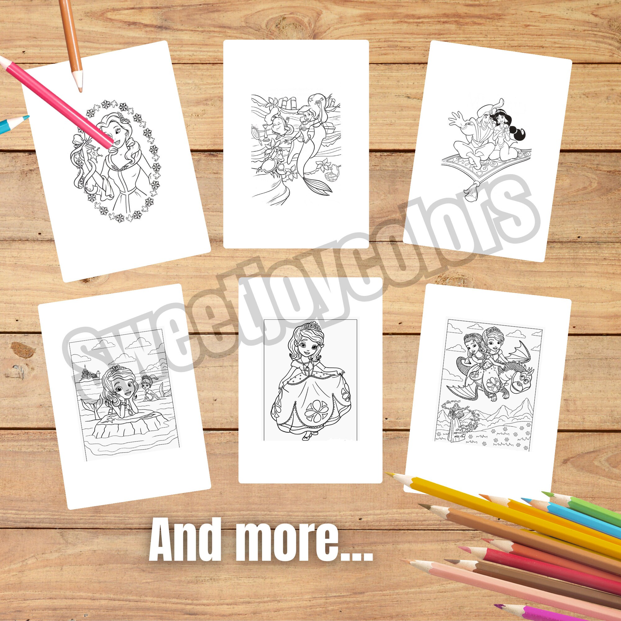 100 Princesses Coloring Coloring Page ,A4 Sıze Pdf Download, Kids ...