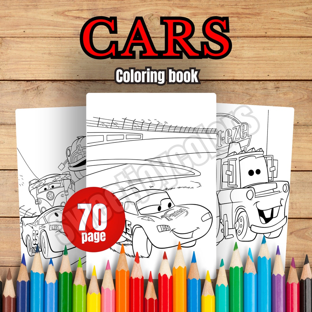 70 Cars Coloring Page ,A4 Sıze Pdf Download, Kids Coloring Activity ...